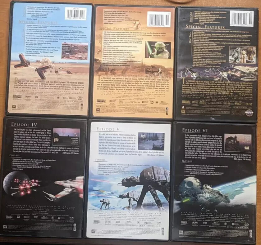 Star Wars DVD Prequel Trilogy & Original Trilogy 1-6 Widescreen Movies ...