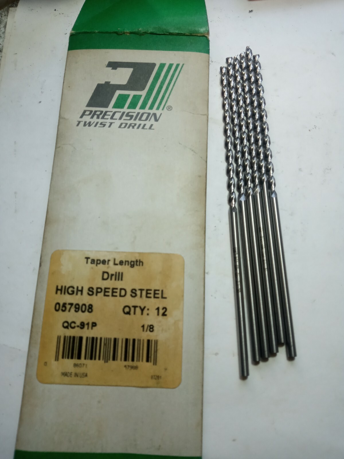 Lot of 6 HSS Taper Length Drills 1/8 QC-91P PRECISION Twist Drills USA ...