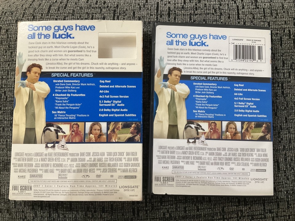 Good Luck Chuck DVD Chucked Up Unrated Edition 2007 Full Screen | eBay