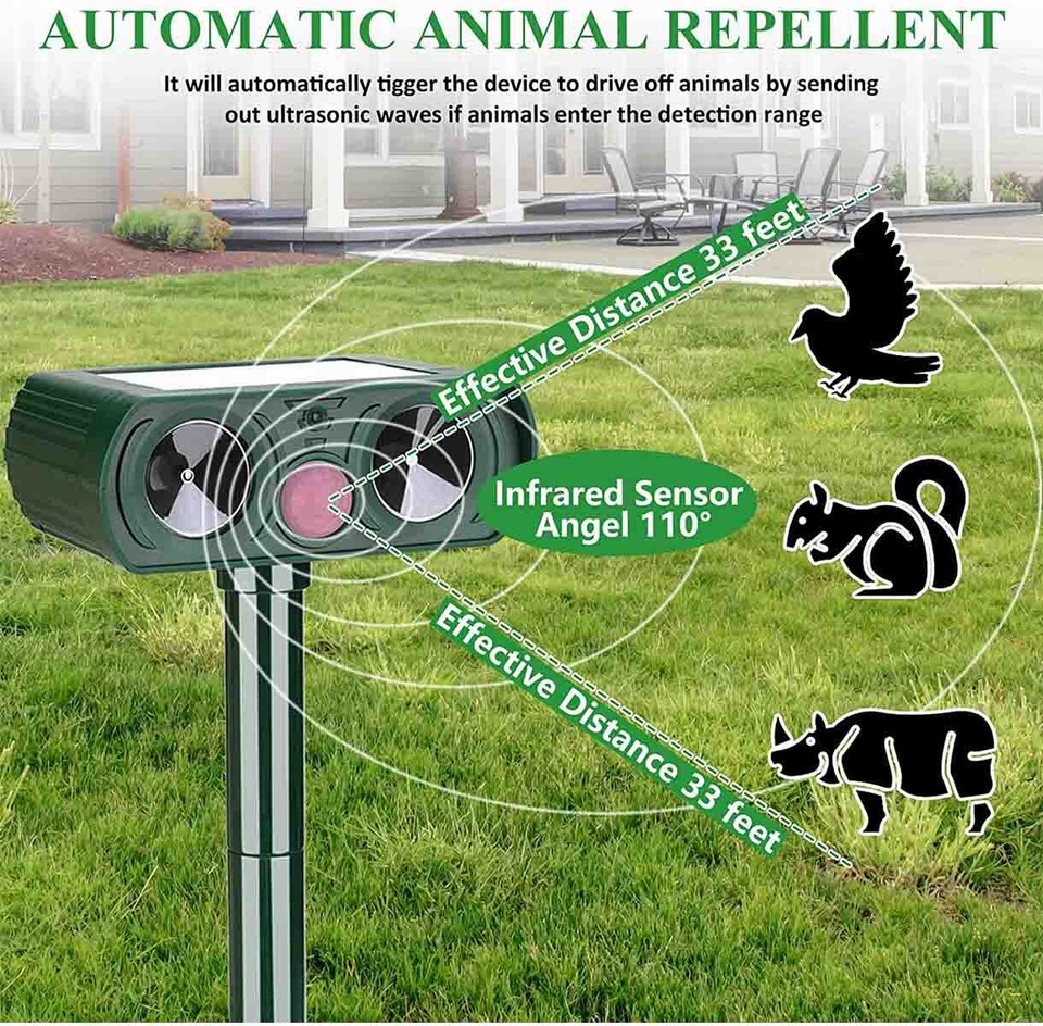 Animal Repeller Waterproof Ultrasonic Outdoor Pest Control for Farm ...