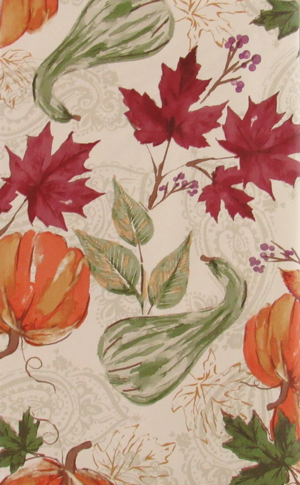 Autumn Leaves, Pumpkins, Gourds on Paisley Inlays Vinyl Tablecloth ...