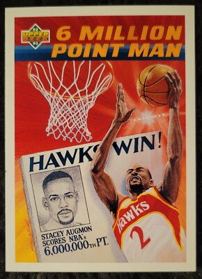 1992-93 Upper Deck STACEY AUGMON (NBA Rookie) "6,000,000th Point Man ...