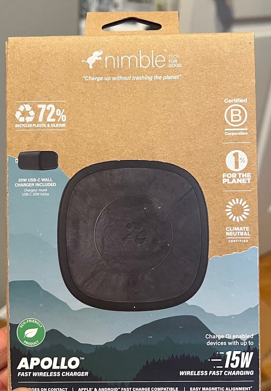 Nimble Apollo 15W Fast Wireless Charger- Black - includes WALL ADAPTER ...
