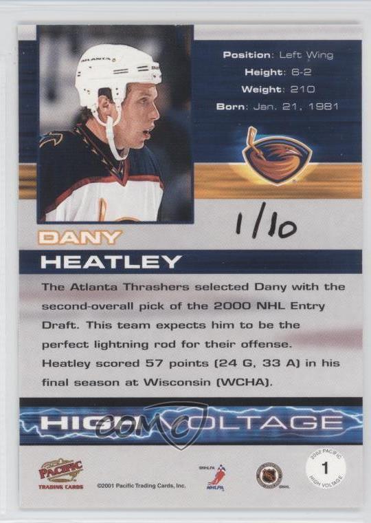 2001-02 Pacific High Voltage The Big One (Vancouver) /10 Dany Heatley ...