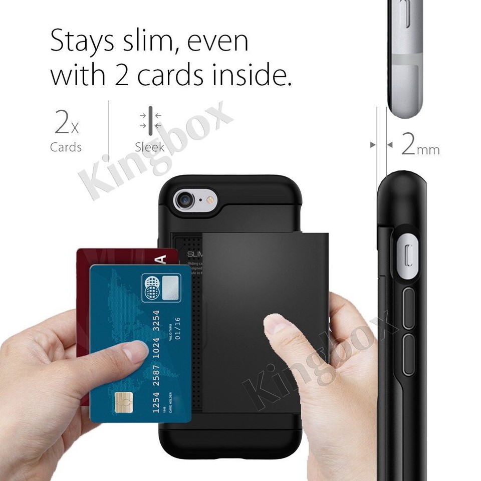 Credit Card Slot Holder Wallet Case Shockproof Back Cover For iPhone ...