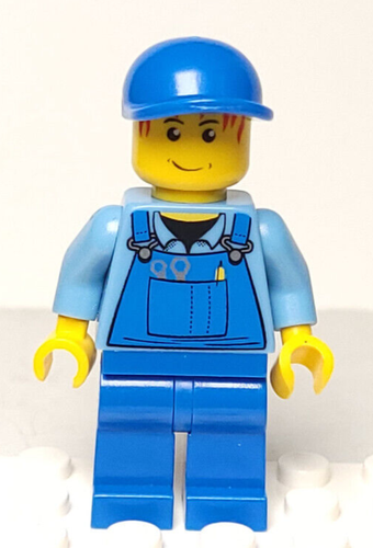 Lego Minifigure Mechanic blue overalls 6166 cty0050 tools messy red ...