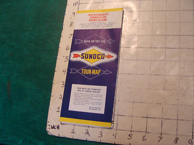 Vintage UNOPENED Map: SUNOCO: 1959 MASSACHUSETTS, CONNECTICUT, RHODE ...