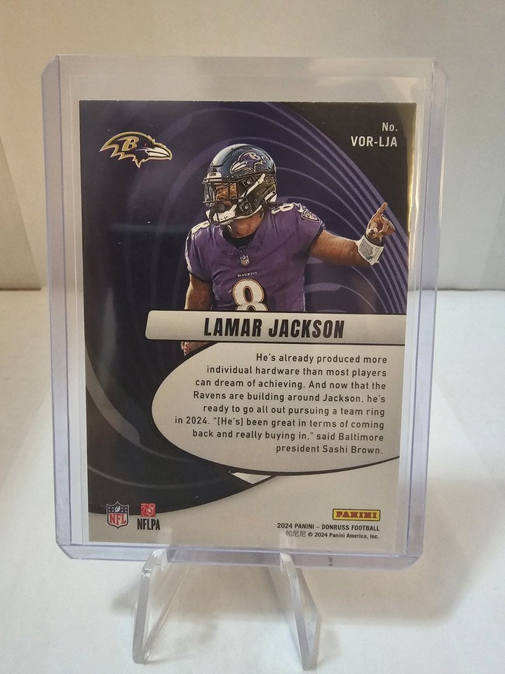 Lamar Jackson Vortex Holo Foil 2024 Donruss Football #VOR-LJA Baltimore ...