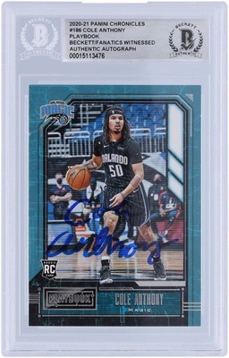Cole Anthony Magic Signed 2020-21 Panini Chronicles Playbook 186 BAS ...