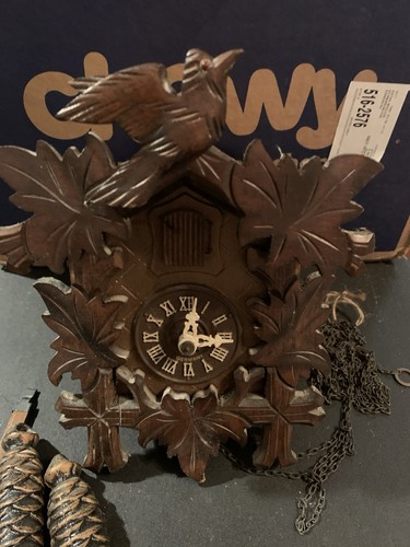 Authentic Vintage 8 Day German Cuckoo Clock with Bird/ Maple Leaf ...