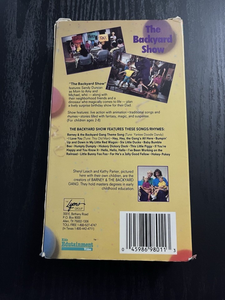 Barney The Backyard Show VHS 1988 Video FIRST PRINT 45986980113| eBay