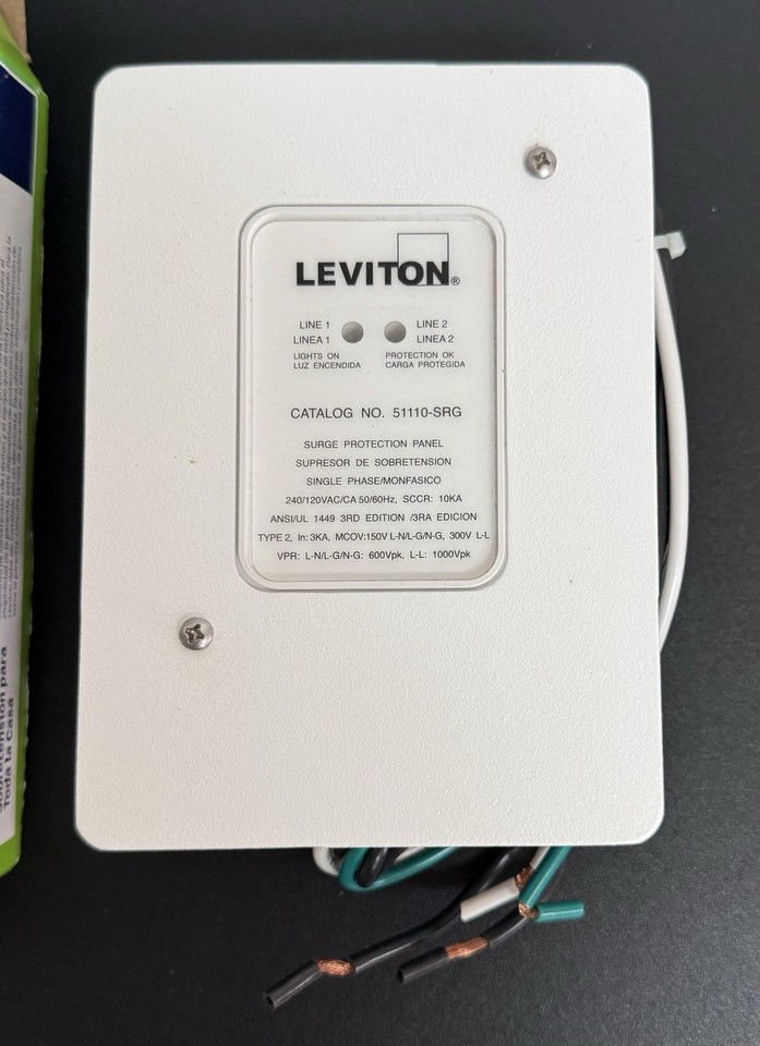 Leviton 51110-SRG Whole House Surge Protection Panel 120/240 VAC Single ...