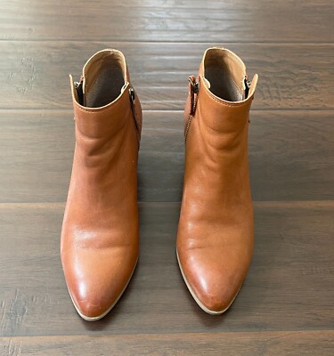 Frye Womens Brown Judith Booties Leather Ankle Boots Block Heel Side ...