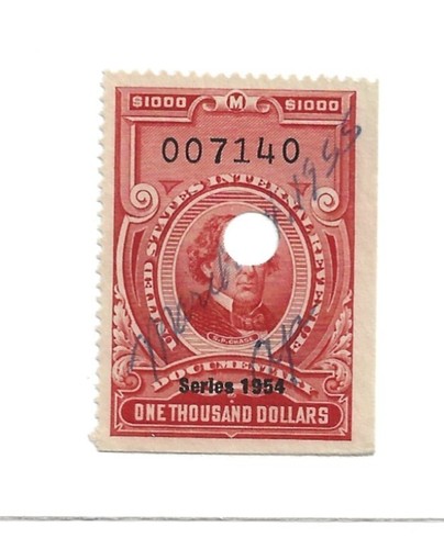 U S Stamps revenues red documentary Scott R684 one thousand dollars ...