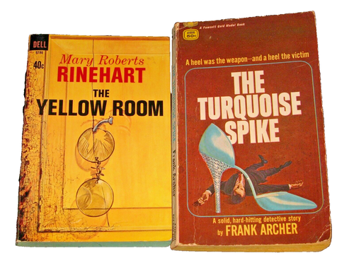 2 Vintage Mystery PB Turquoise Spike Frank Archer Yellow Room Rinehart ...