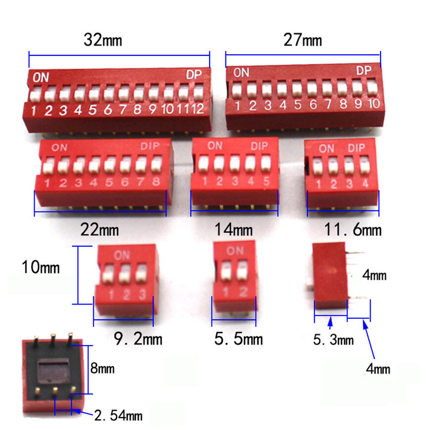 Mini DIP Schalter Kodierschalter Switch 1 2 3 4 5 8 10 und 12 fach polig Codier | eBay.de