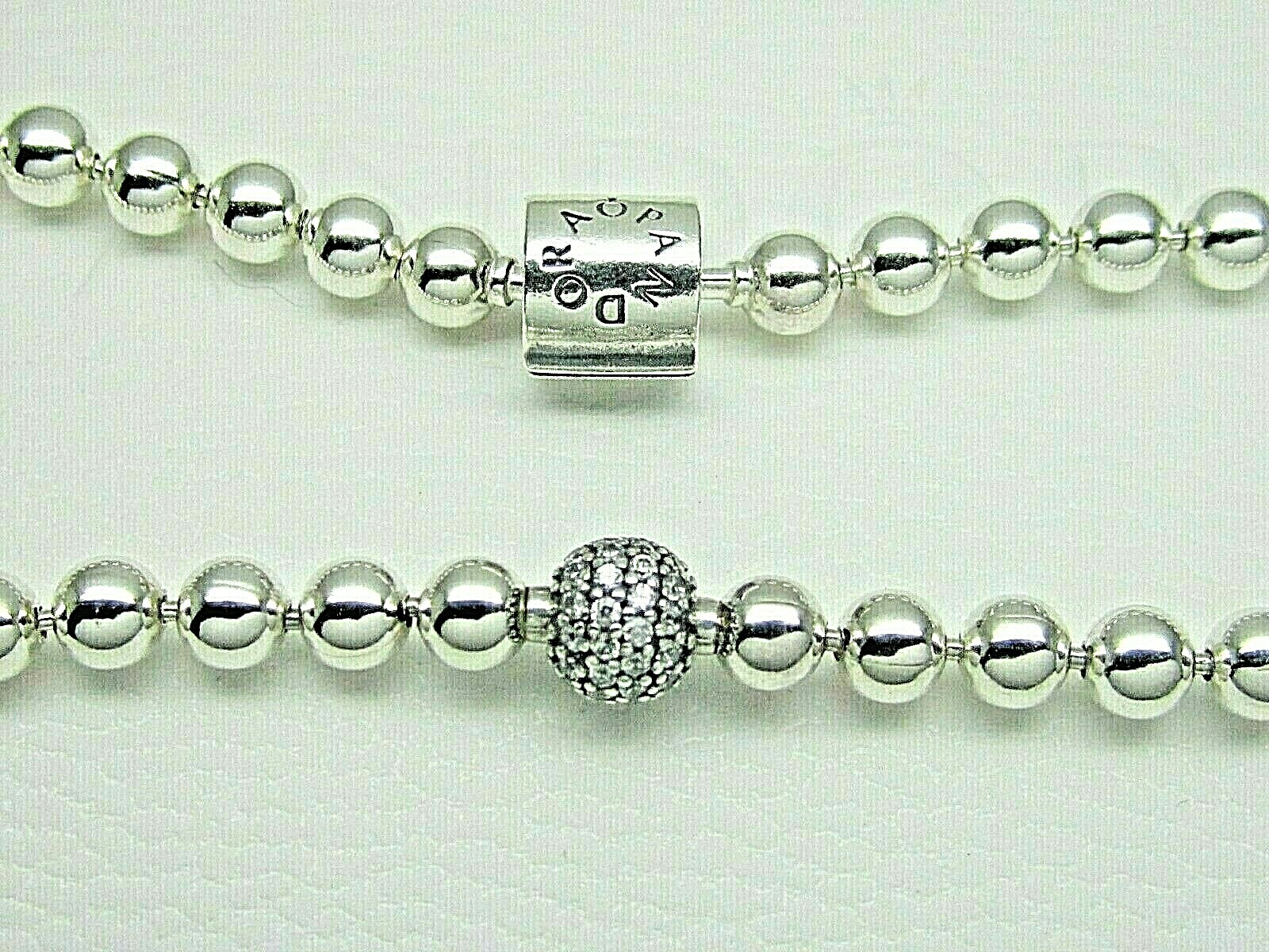 Authentic Pandora #598342CZ-21cm Sterling Silver Beads & Pave Bracelet ...