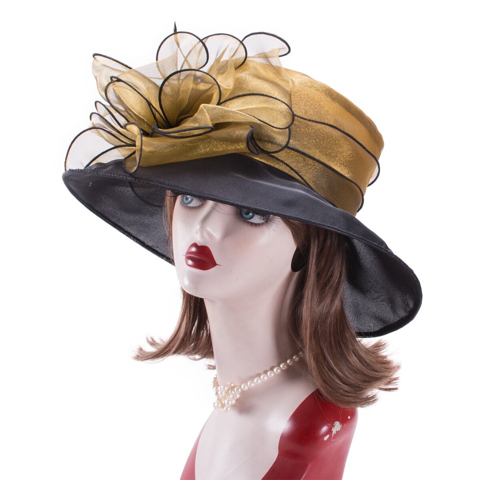 Noble Womens Dress Hats Wide Brim Church Wedding Kentucky Derby Floral ...