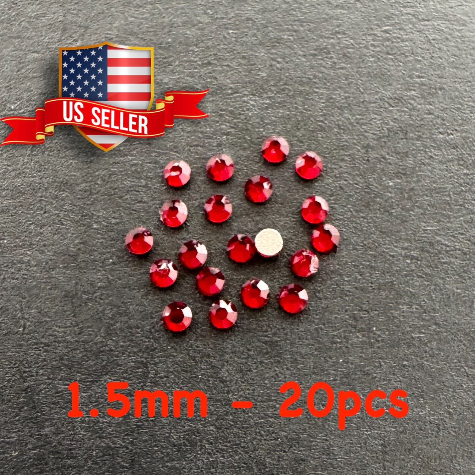 20pcs 1.5mm SS4 Dark Red Round Crystal Flatback Rhinestone Nail Art ...