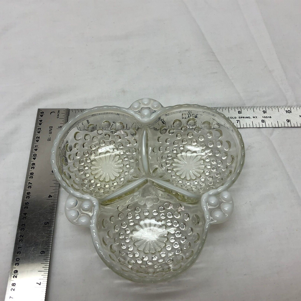 Glass Hobnail 3 Compartment Bowl Candy Nut Relish Dish VINTAGE | eBay