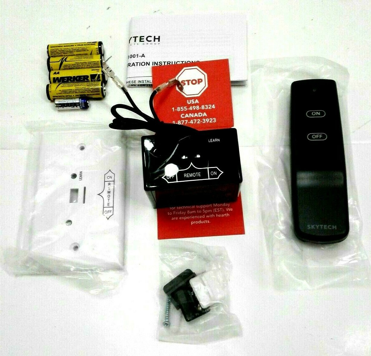 Skytech 1001-A Gas Fireplace On/Off Remote Control & Receiver Batteries ...