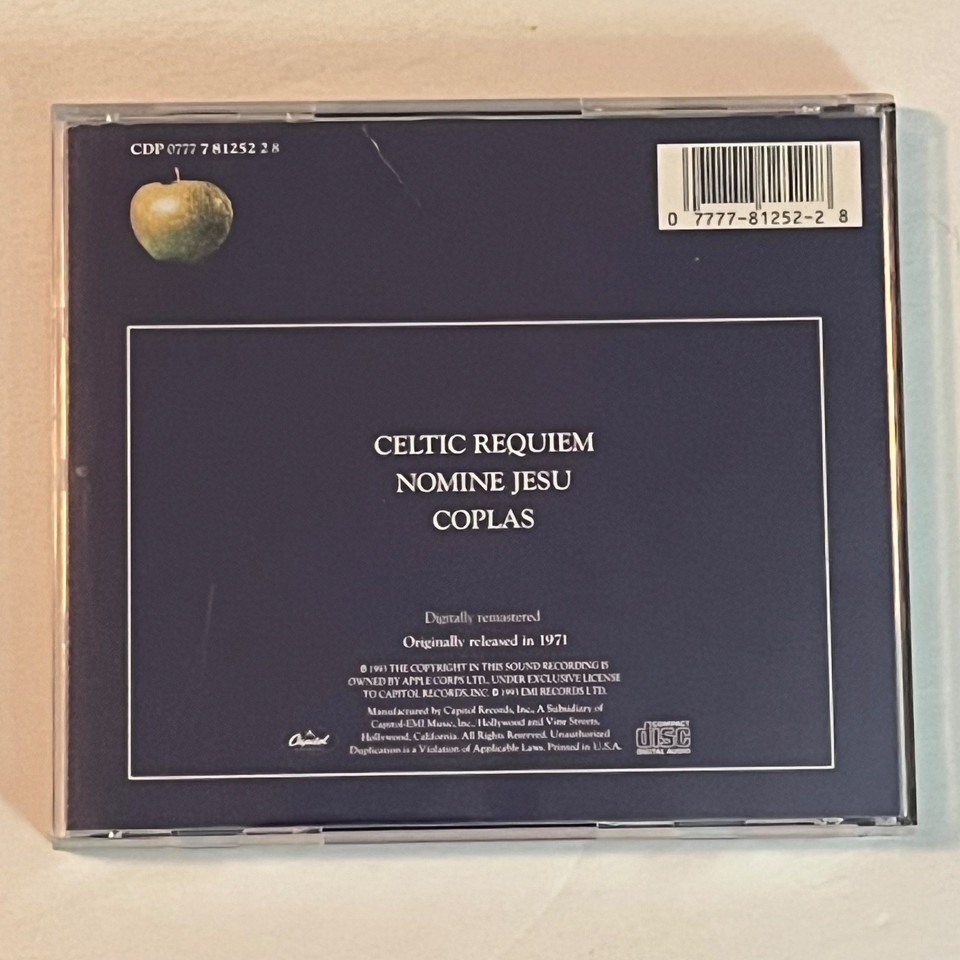 Celtic Requiem by John Tavener 1993 Apple Records CD The Beatles Like ...
