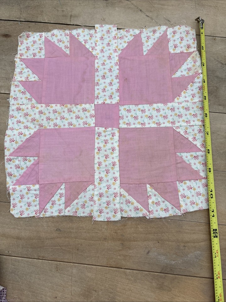 Lot Of 12 VTG Quilt Block/Squares Unknown Pattern Hand/Machine Sewn ...