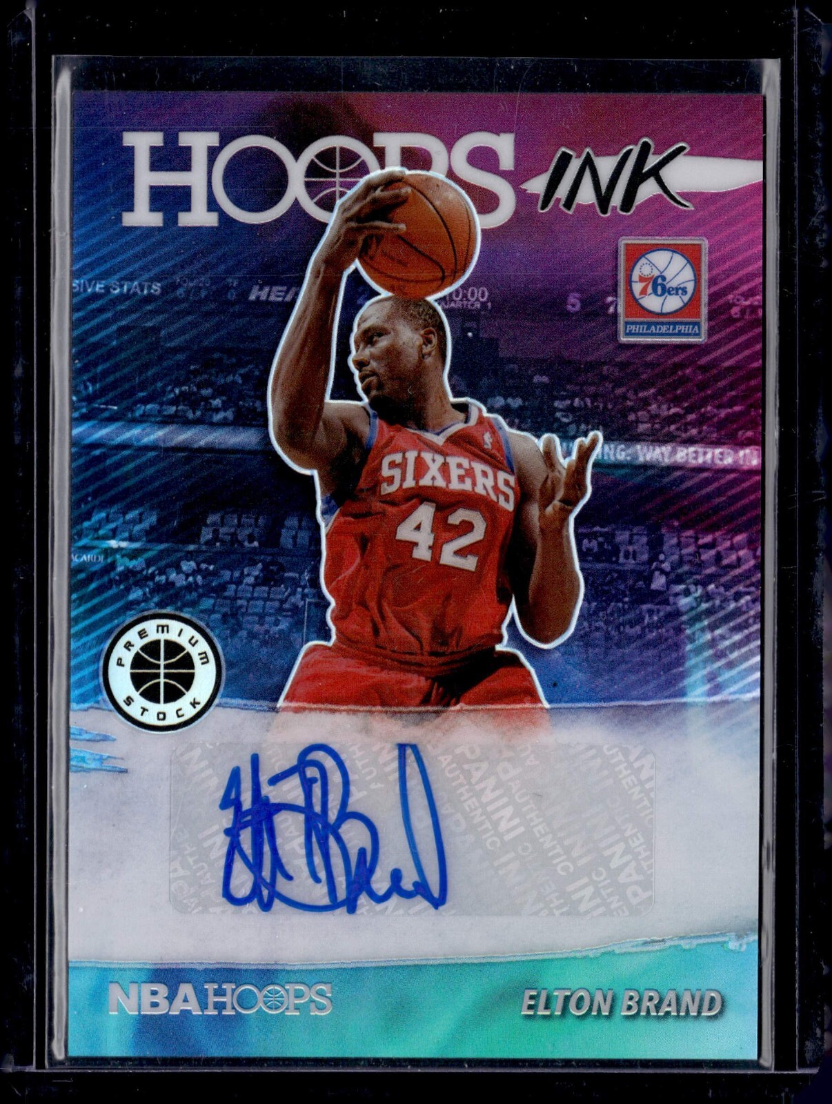 2019-20 NBA Hoops Premium Stock ELTON BRAND Auto Hoops Ink Silver Prizm ...