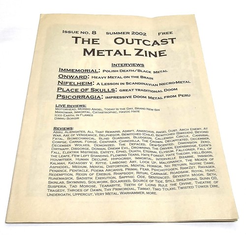The Outcast Metal Zine Issue No. 8 Summer 2002 Immemorial Nifelheim ...