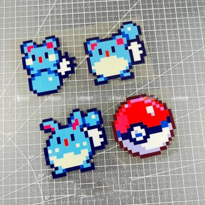 Marill Evolution Pixel car stickers cartoon cute side window tail ...