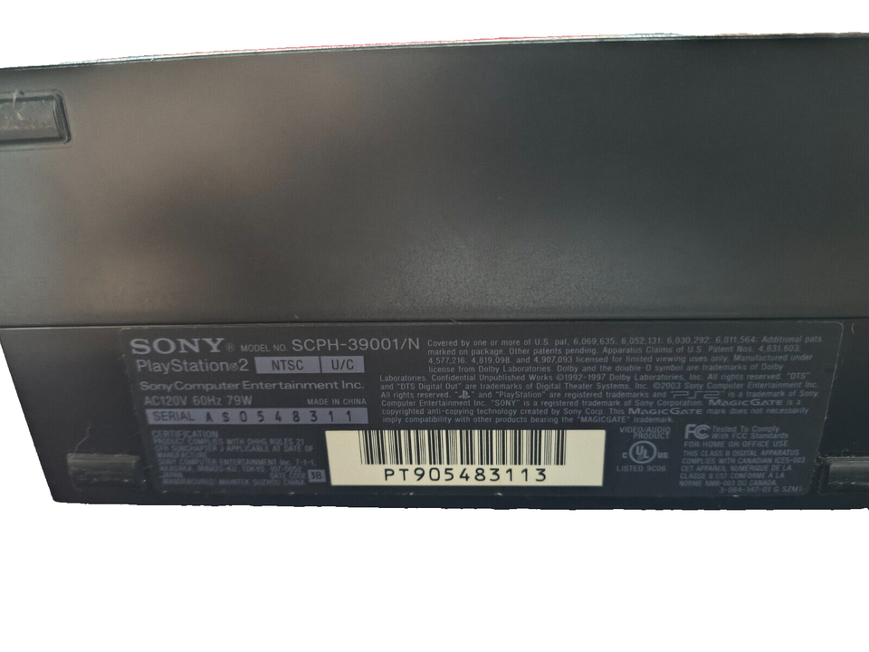 SONY PlayStation 2 Original Black PS2 Gaming System Bundle SCPH-39001 ...