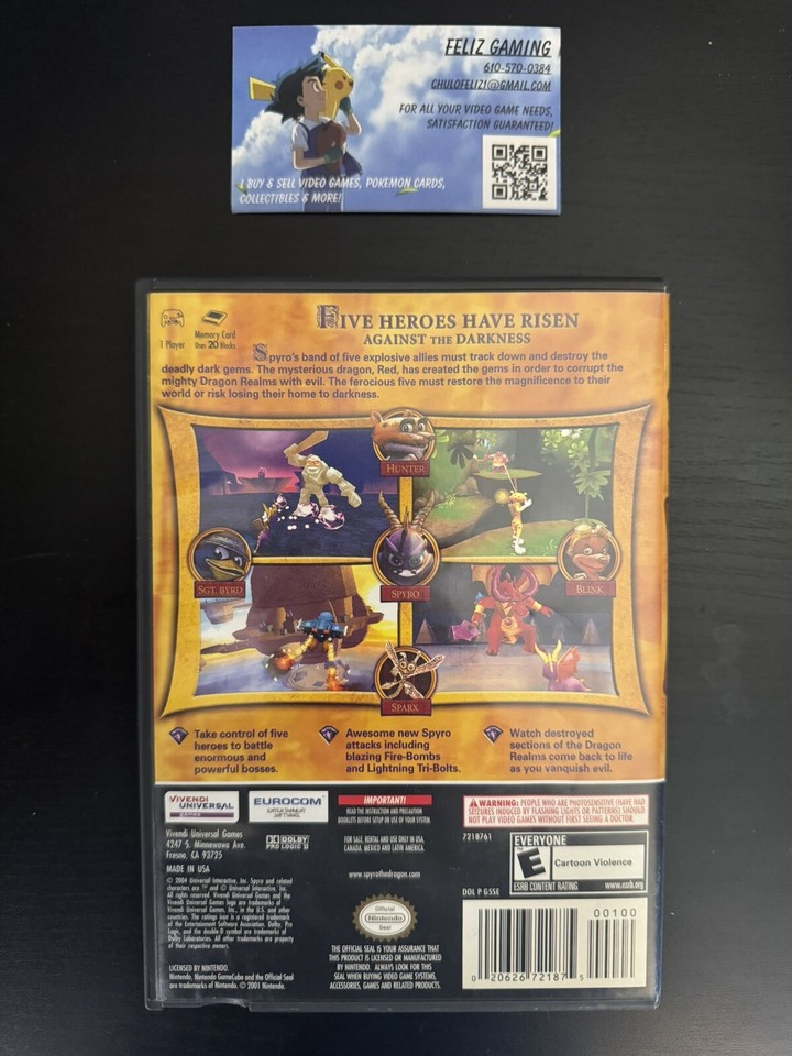 Spyro: A Hero's Tail (Nintendo GameCube, 2004) Complete With Manual ...