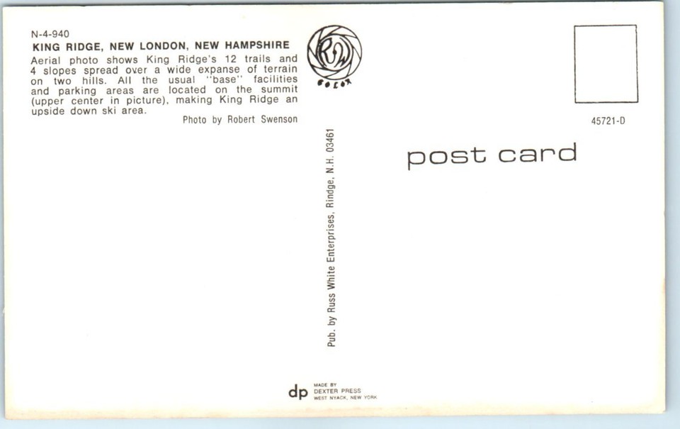 Postcard - Aerial Photo of King Ridge, New London, New Hampshire | eBay