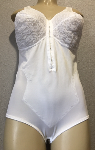 Vtg Plusform White Nylon Spandex Bullet Bra Bodysuit Girdle 42D | eBay