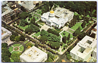 Postcard CA Aerial View of State Capitol Building & Capitol Park ...