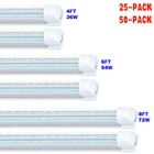 25 Pack T8 LED Shop Light Fixture 4FT 6FT 8FT LED Tube Light Bulb 6500K ...