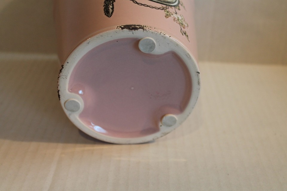 Pink Flower Pot for Floral Arrangement or Plant with Watch Feathers ...