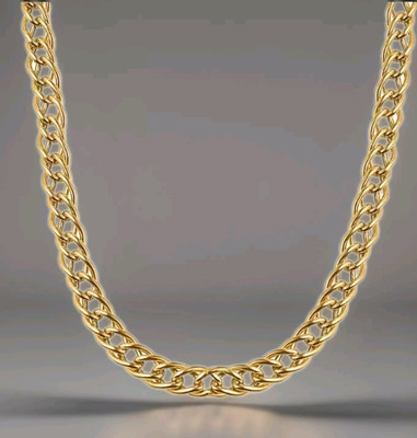 Stunning 20" 14k Gold Plated Solid Silver Italian Double Curb Link ...
