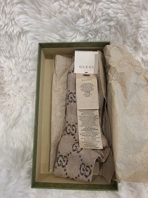 Gucci sock womens Size S Beige Black Logo Knee High Designer Socks | eBay