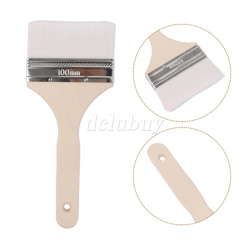2 x Flat Soft Paint Brush with Wood Handle for DIY Furniture Painting 4 ...