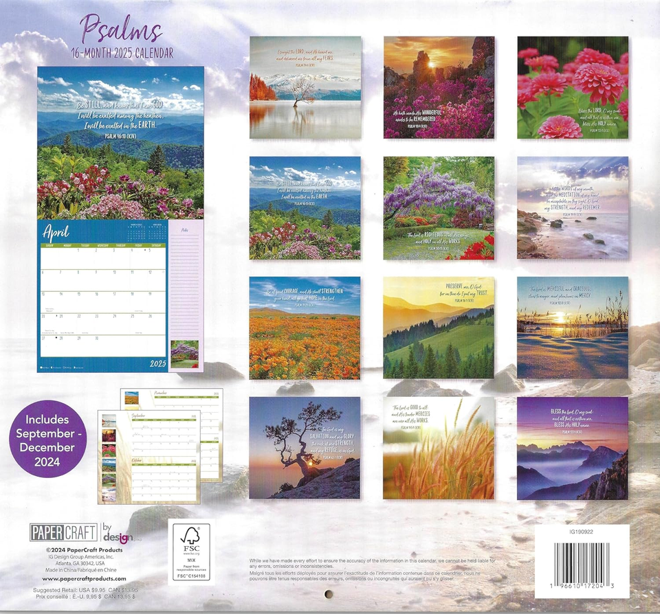Psalms 2025 Full Size Wall Calendar for Planning, Scheduling, and ...