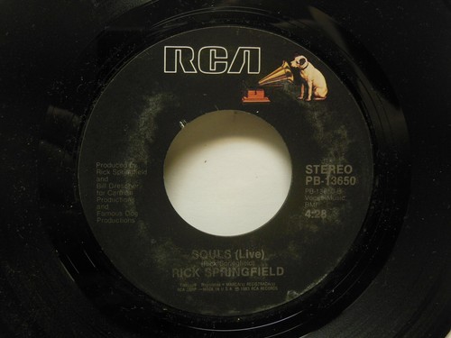 RICK SPRINGFIELD: Souls / Souls (Live), 45 RPM. VG+ (B) | eBay