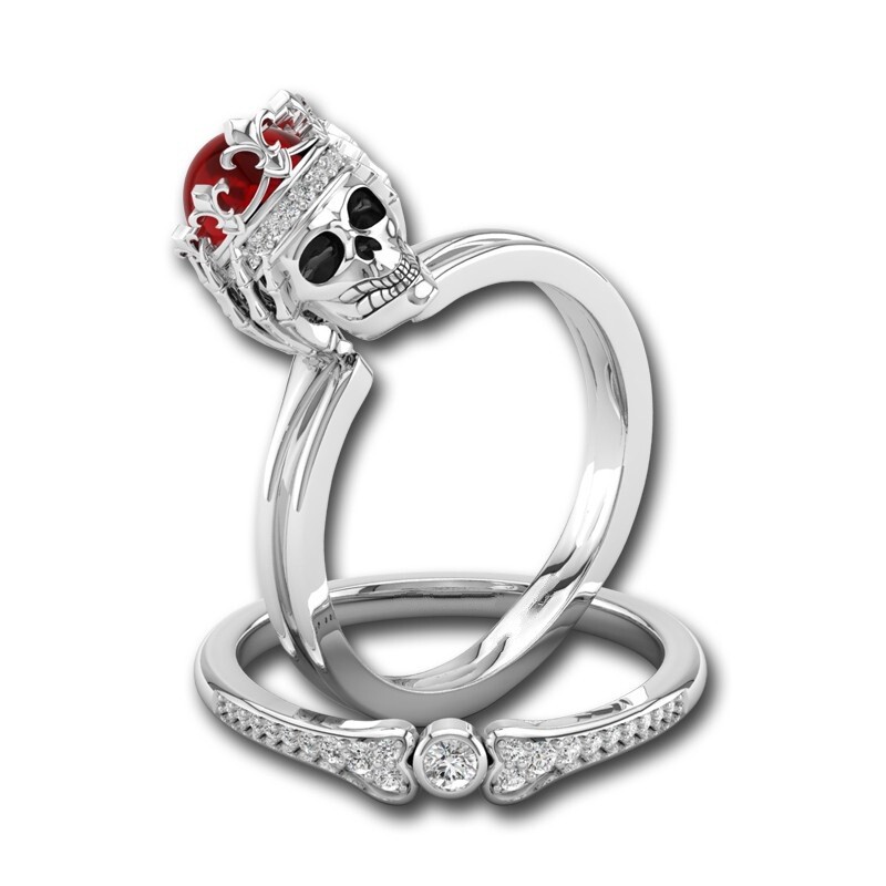 Fashion Women Skull Rings Inlay Punk Ring Skeleton Ring Jewelry | eBay