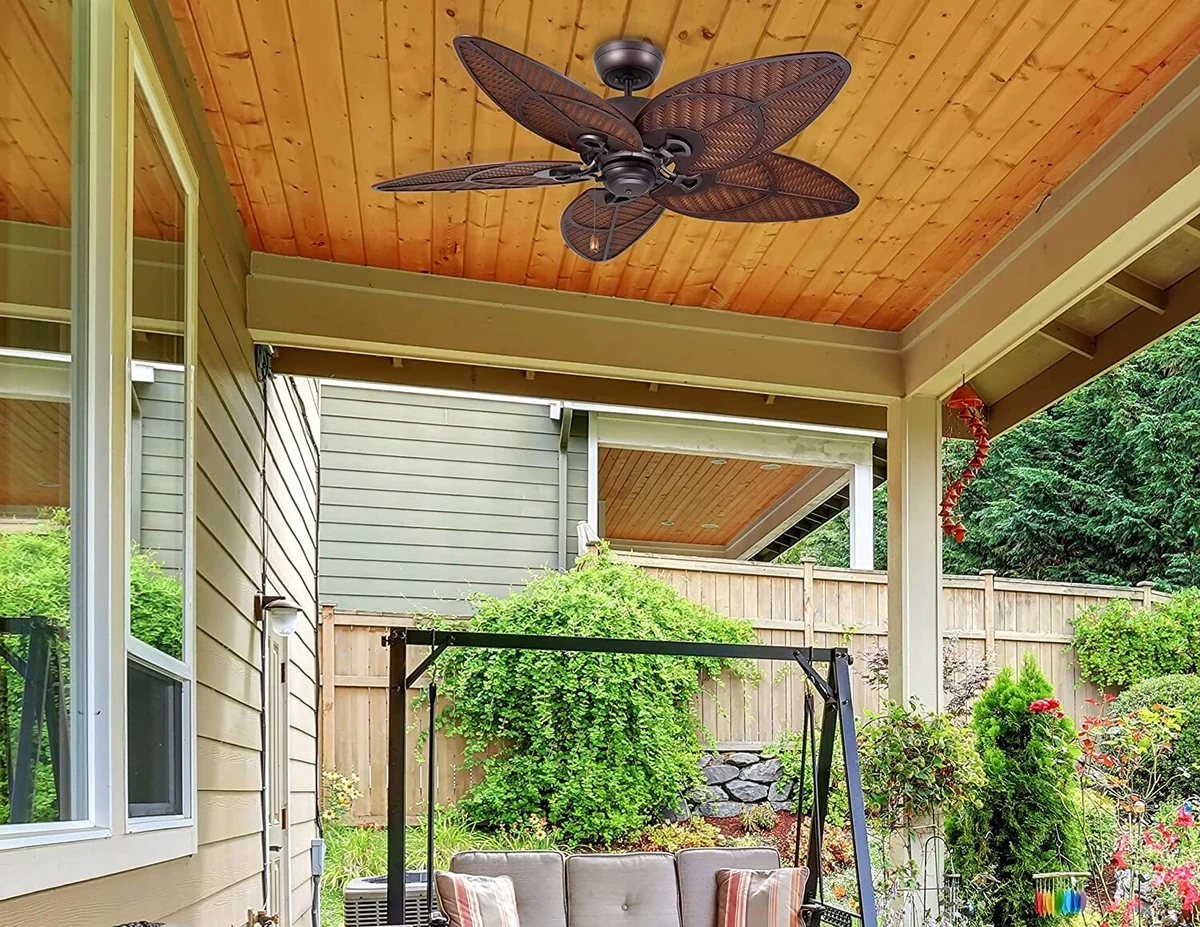 Outdoor Ceiling Fans Palm Blades | Shelly Lighting