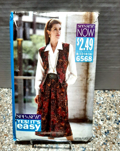 Vtg Butterick #6568 Sz B 12-16 See & Sew Uncut Factory Folded ...