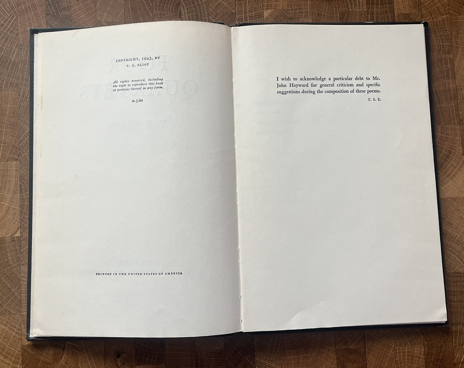 1943 Four Quartets, T.S. Eliot, Harcourt, Brace & Company | eBay