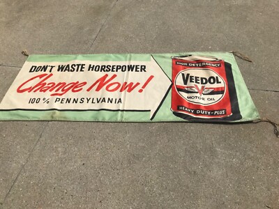 VEEDOL Motor Oil Gas Station Car Dealer Canvas Advertising Banner 78” x ...