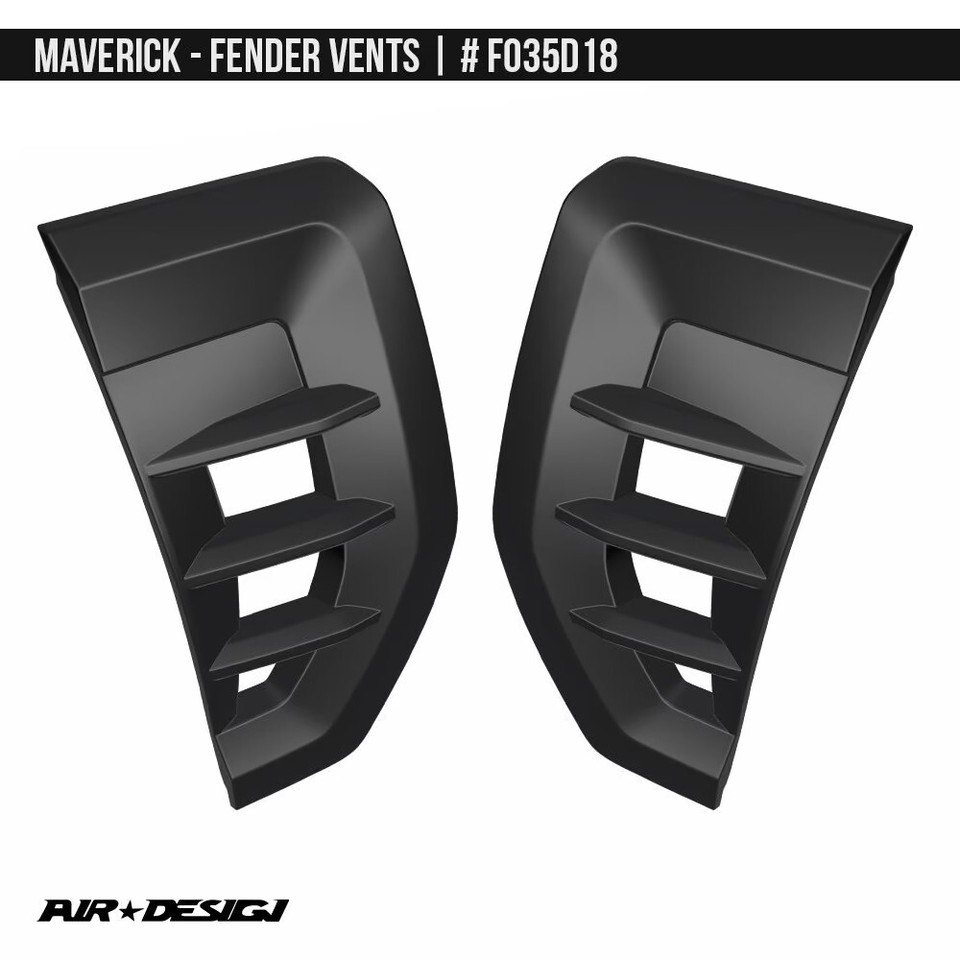 Fits 22-25 Maverick Air Design Functional Front Fender Vents Black Pr ...