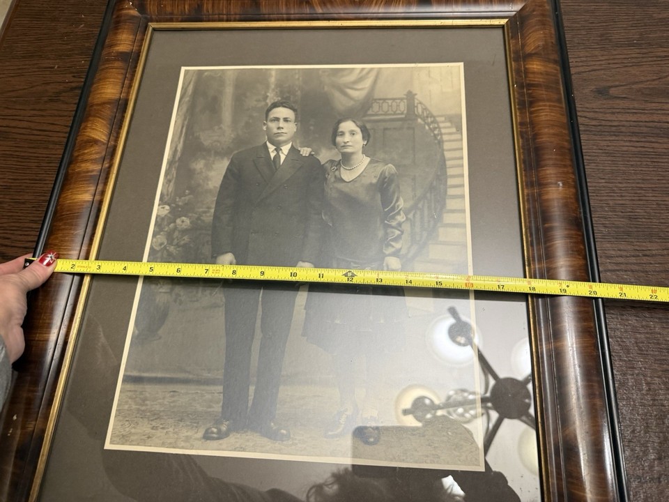 Vintage Antique Wooden Veneer Picture frame 24” X 17” | eBay