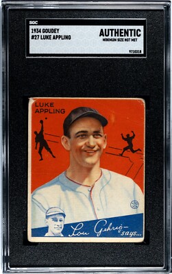 1934 Goudey #27 Luke Appling Rookie SGC Authentic Chicago White Sox HOF ...